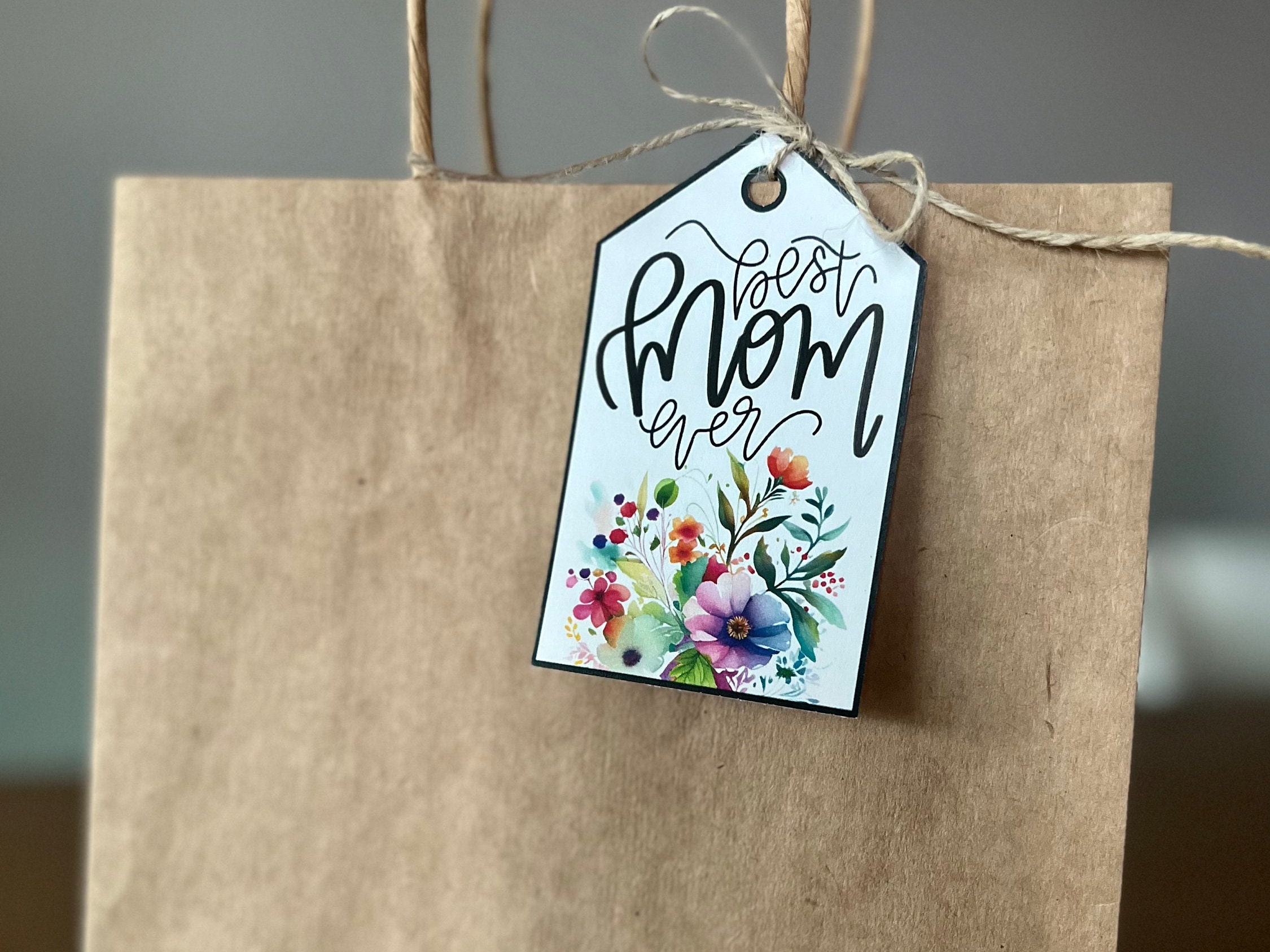 Boho Mother’s Day Lettering Printable Gift Tag, Handwritten Watercolor ...