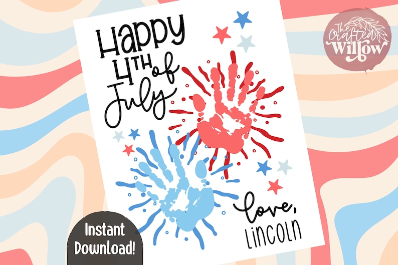 Fourth of July Handprint Printable, Kids Summer Activity, July 4th ...