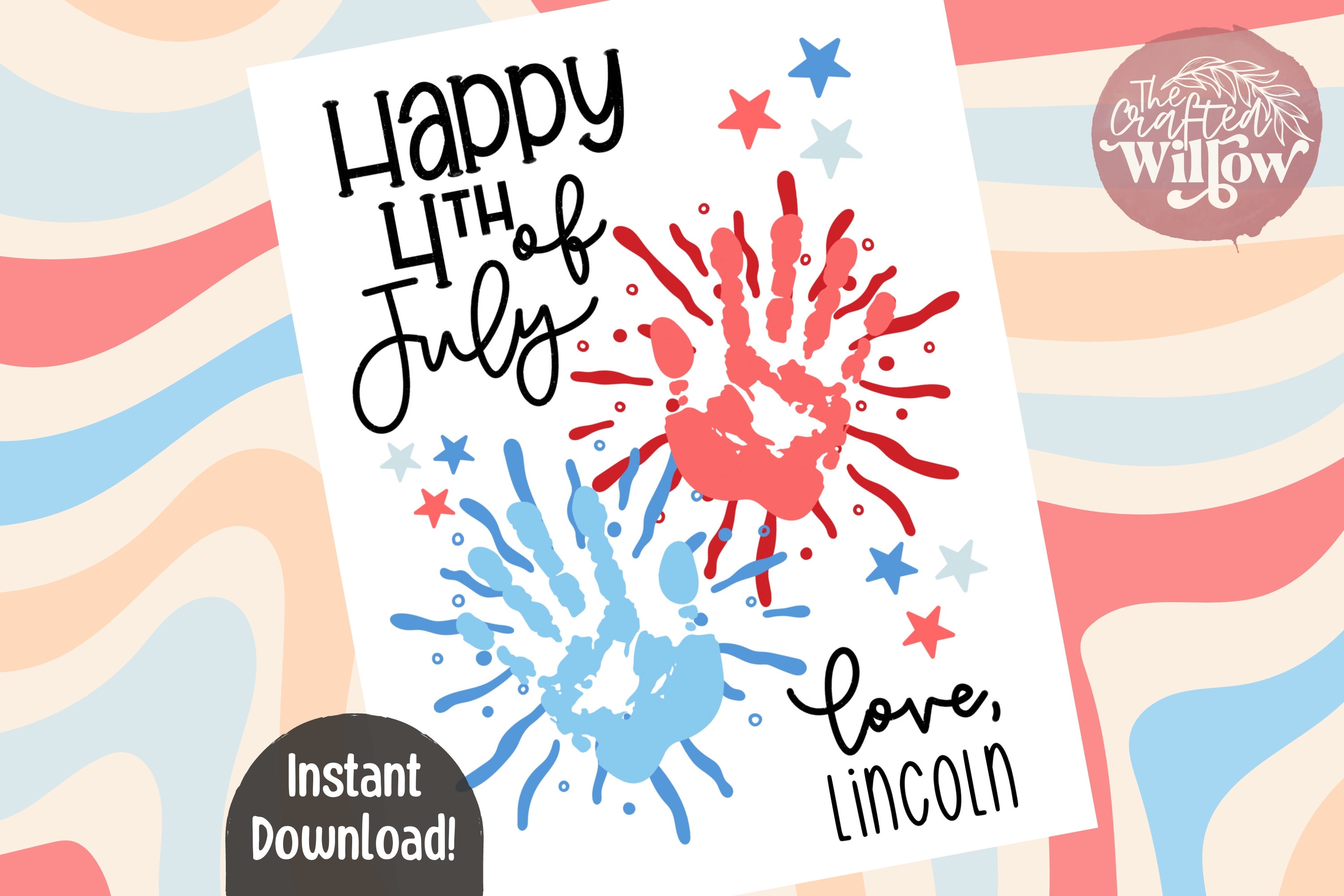 Fourth of July Handprint Printable, Kids Summer Activity, July 4th ...