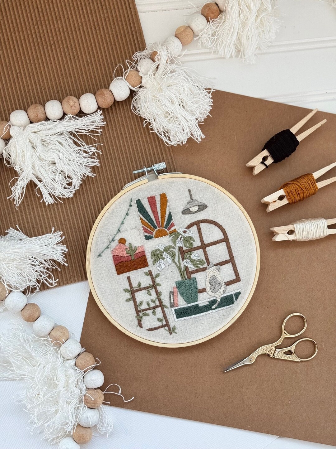 DIY Boho Cat Embroidery Kit: Beginner House Plant Hoop Art - Etsy
