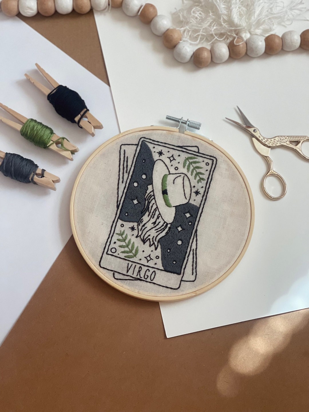 DIY Beginner Embroidery Tarot Card Kit Virgo - Adult Craft Kit ...