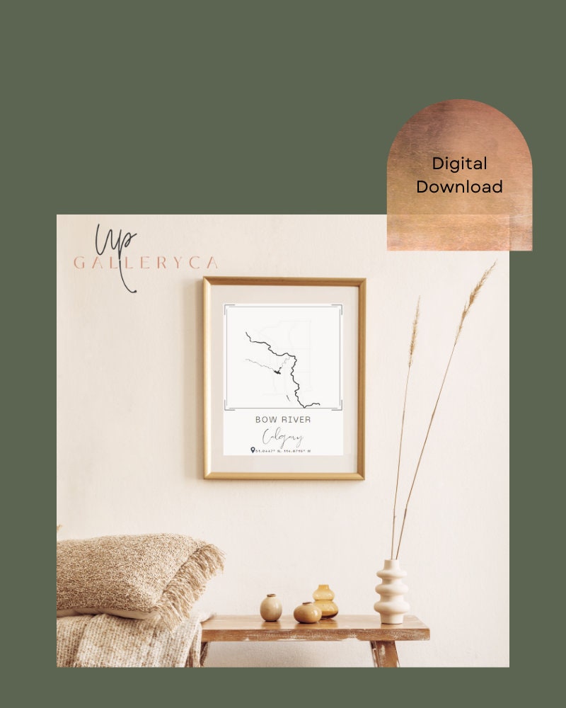 Calgary River Map Digital Download Printable Ikea Frame Bow River YYC ...