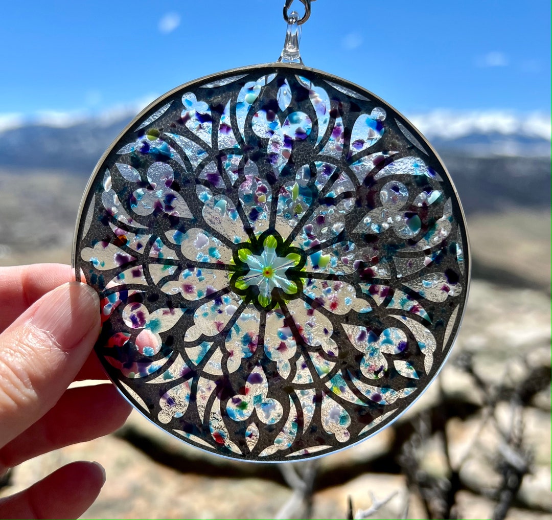 Gothic Window Suncatcher, Cathedral Window Decor, Gothic Fused Glass ...