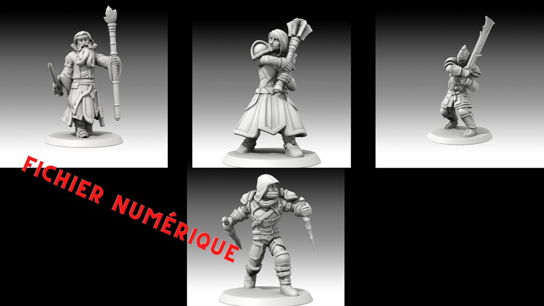 Stl Figures Mini Rogue Cleric / Magician / Thief / Warrior - Etsy