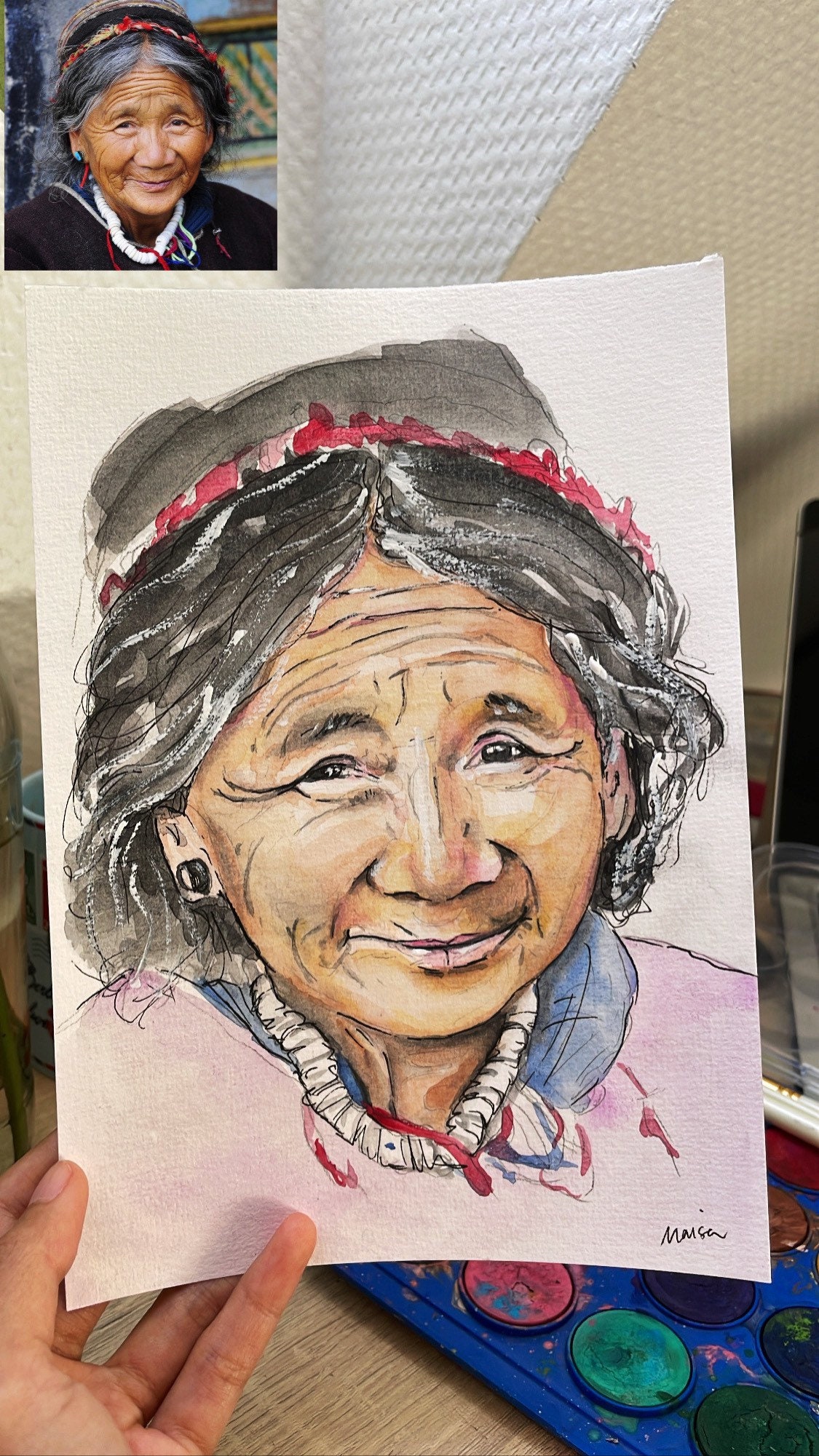 Handmade Portrait, Watercolor Handmade Painting for Gift. Custom ...