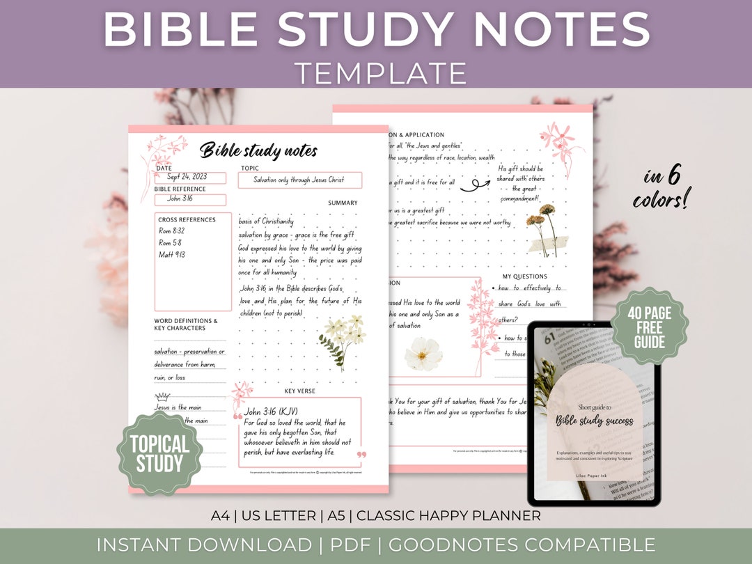 Bible Study Journal, Printable Bible Study Templates, Faith Journal ...