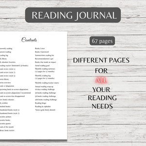 Reading Journal Printable, Digital Reading Journal, Book Log Monthly ...