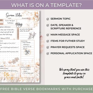 Sermon Notes Journal Printable & Digital Bible Journal, Sermon Summary ...