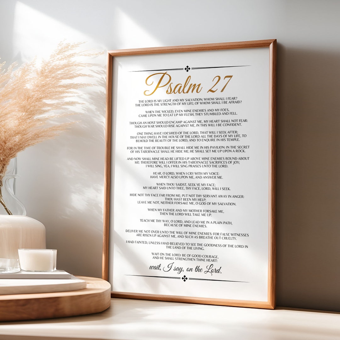 Psalm 27 Poster, Bible Verse Print, Scripture Wall Art, Modern ...
