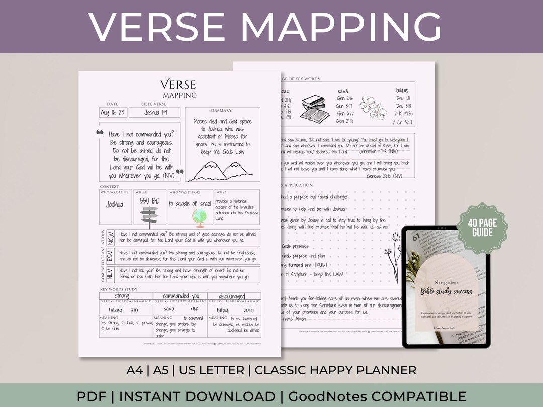 Verse Mapping Printable, Bible Study Template, Minimalist Scripture ...