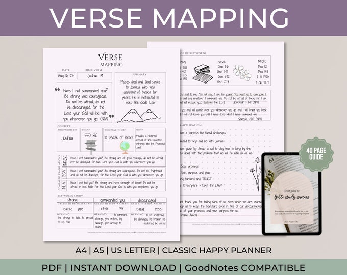 Verse Mapping Printable, Bible Study Template, Minimalist Scripture ...
