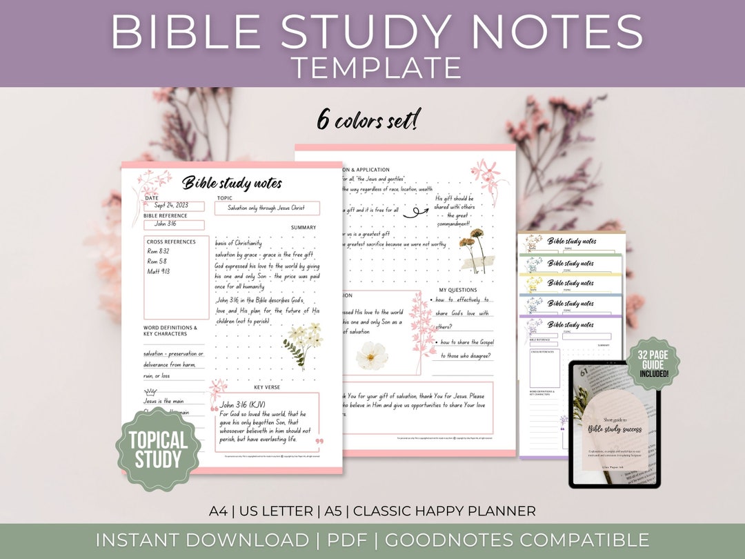 Bible Study Notes, Printable Bible Study Templates, Digital Bible ...