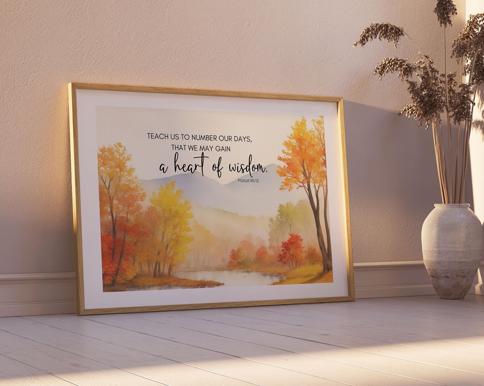 Psalm 90:12, Fall Bible Verse Wall Art, Scripture Wall Art, Farmhouse ...