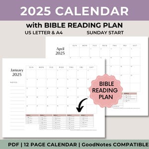 Chronological Bible Reading Plan With 2025 Calendar Printable Bible in ...