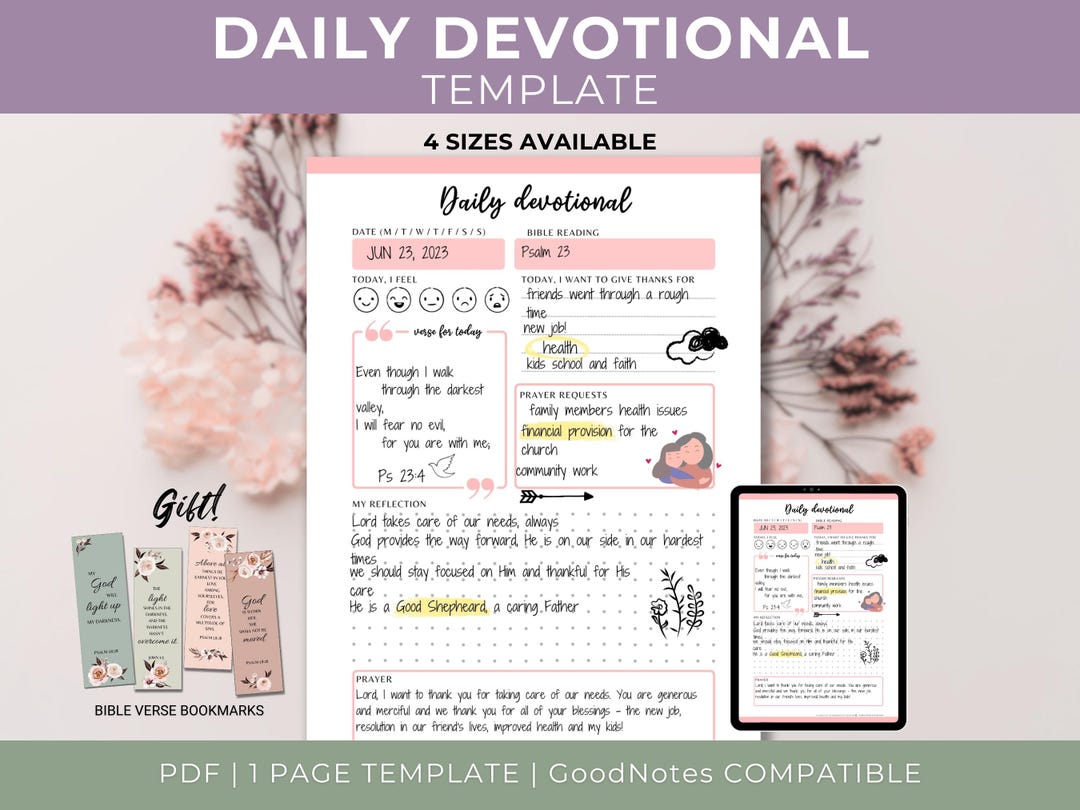 Daily Devotional Journal, Bible Study Printable, Quiet Time Notes ...
