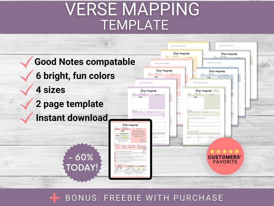 Bible Verse Mapping Printable SET Template Digital Bible - Etsy