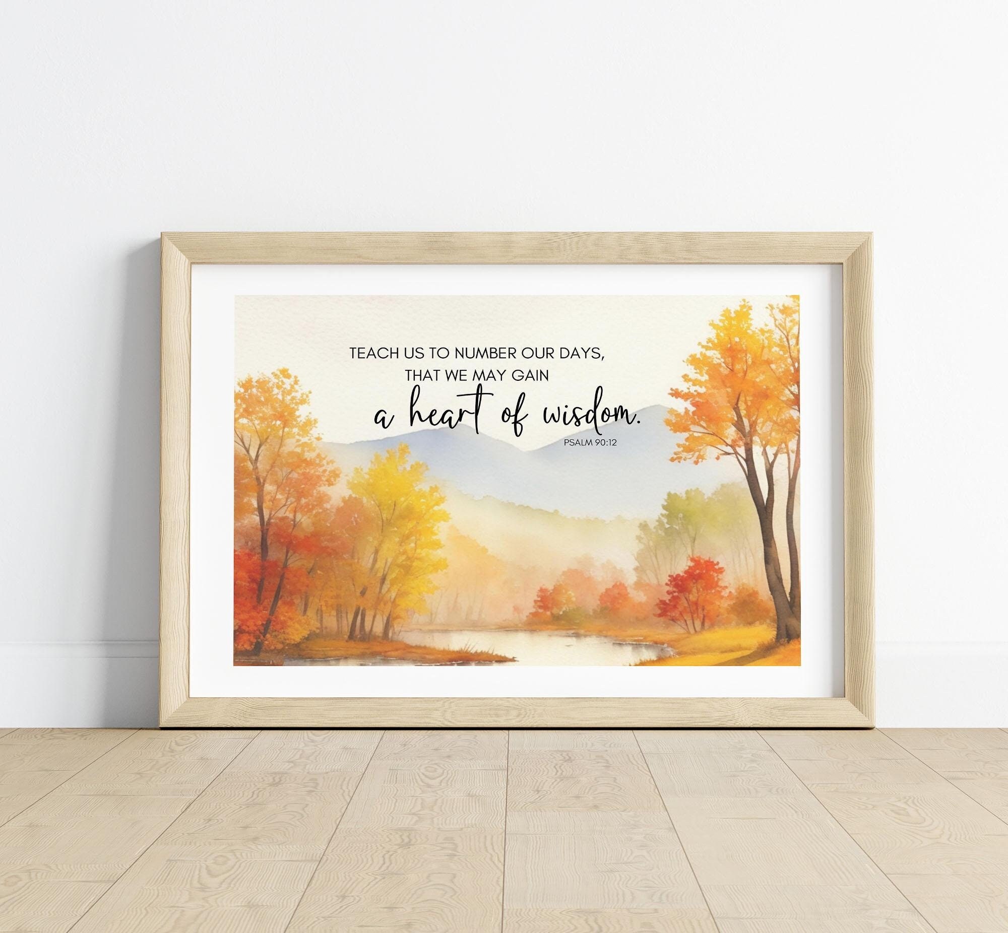 Psalm 90:12, Fall Bible Verse Wall Art, Autumn Scripture Wall Art ...