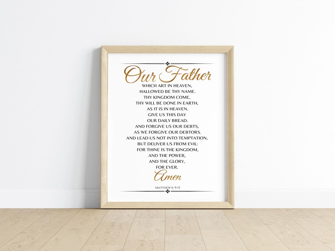 The Lords Prayer, Our Father Prayer Poster, Matthew 6:9, the Lord's ...