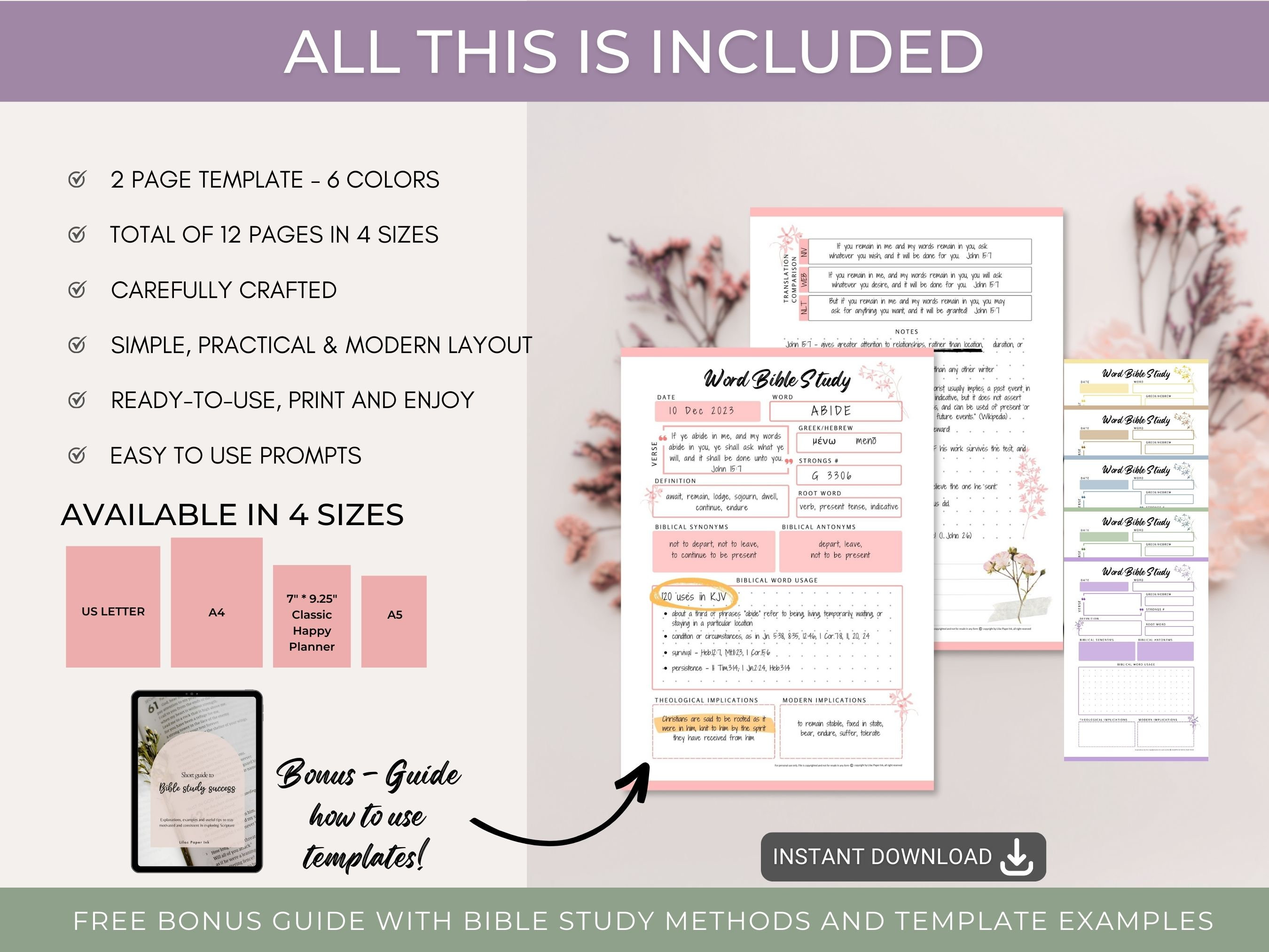 Word Bible Study, Bible Study Printable, in Depth Digital Bible Study ...