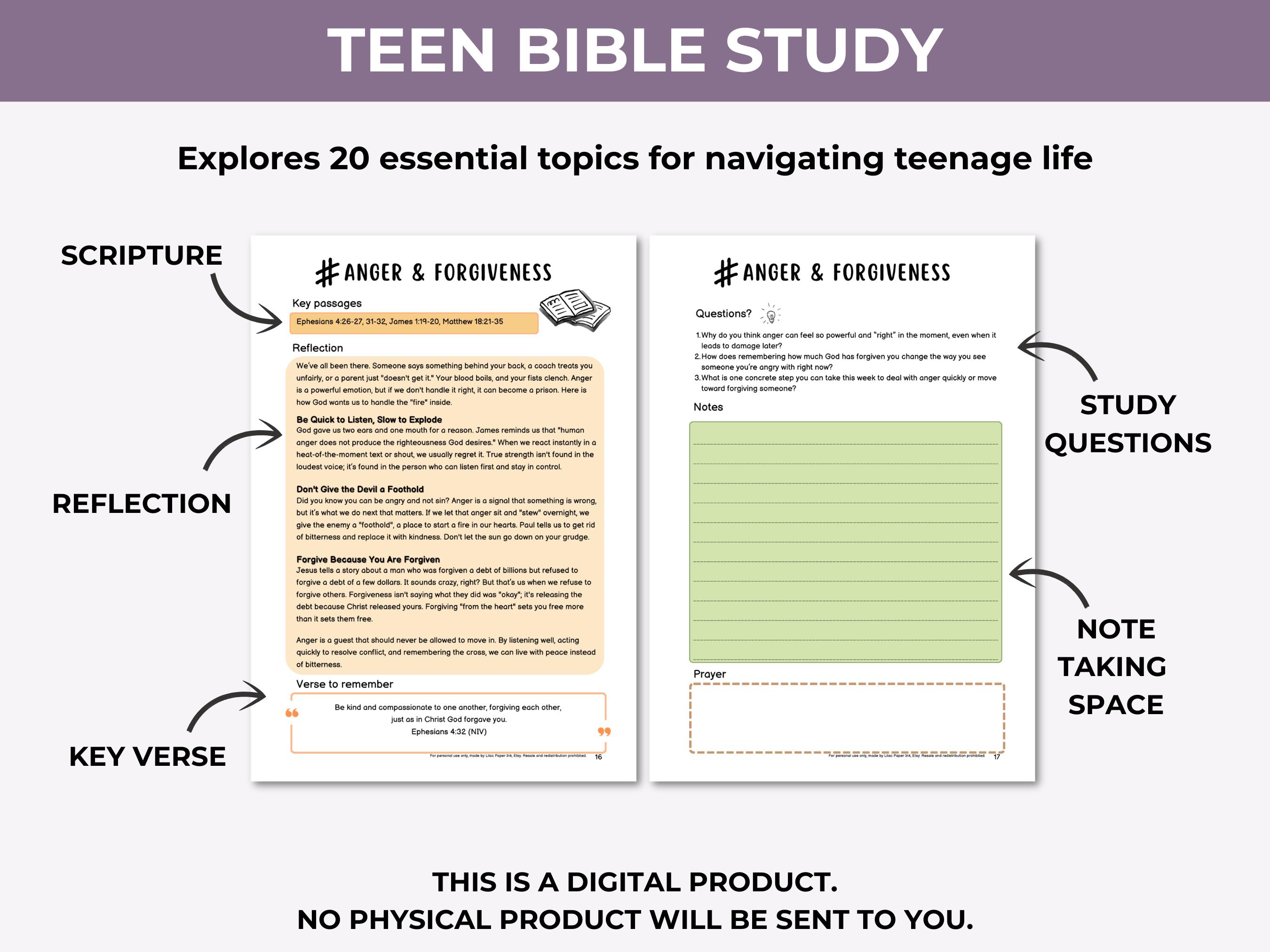 Teen Bible Study Devotion Journal Bible Study Guide Homeschool & Sunday ...