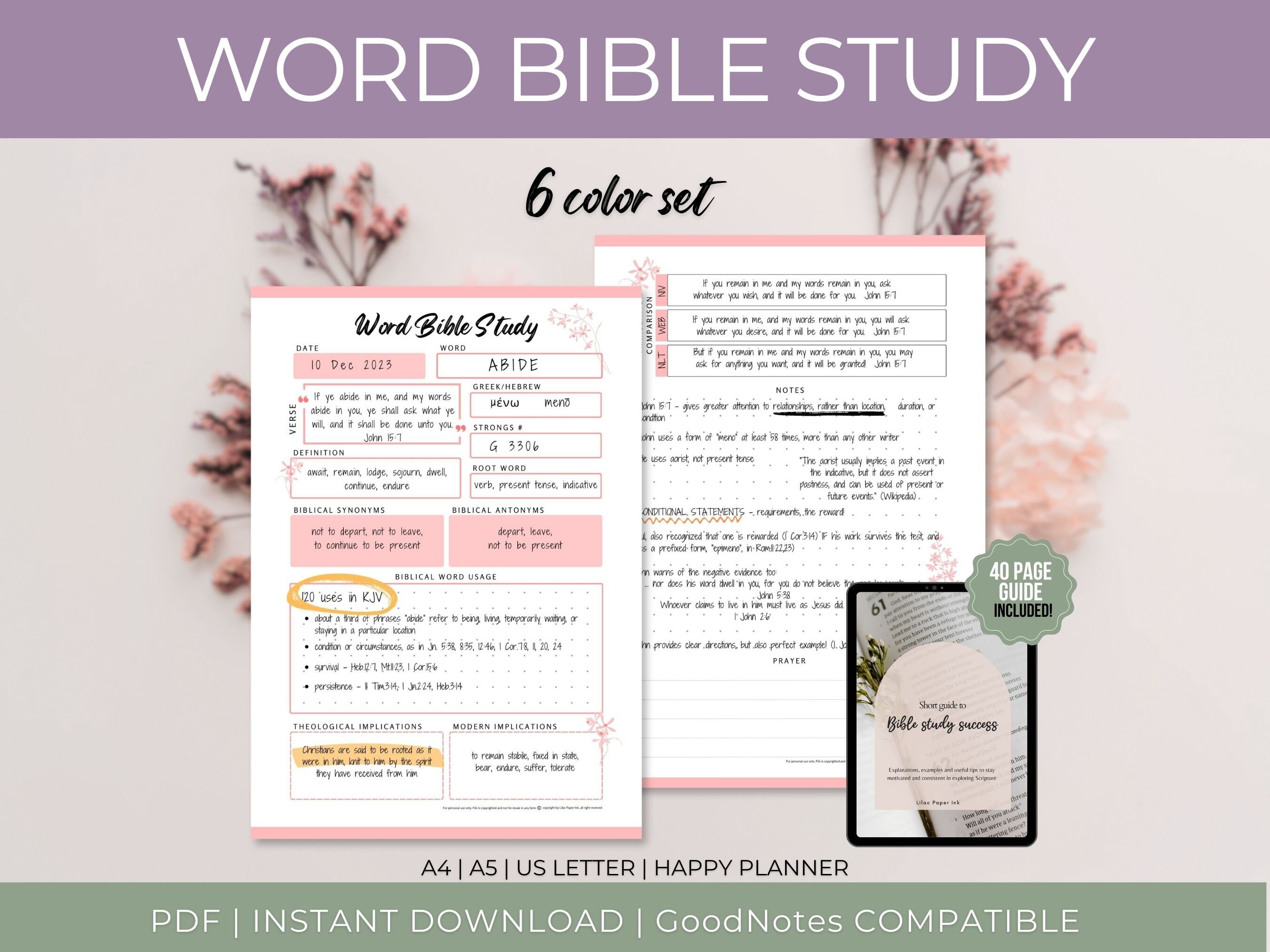 Word Bible Study, Bible Study Printable, in Depth Bible Study ...