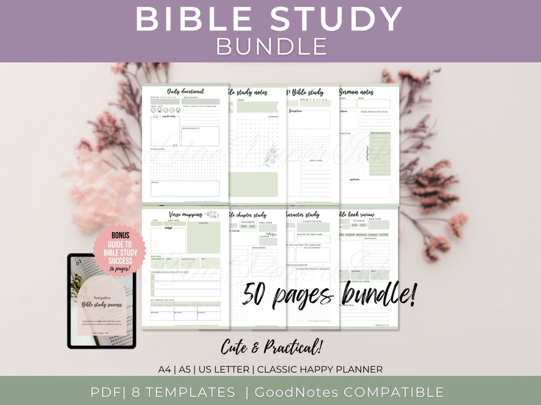 Bible Study Templates, Printable Bible Journal Inserts, Christian ...