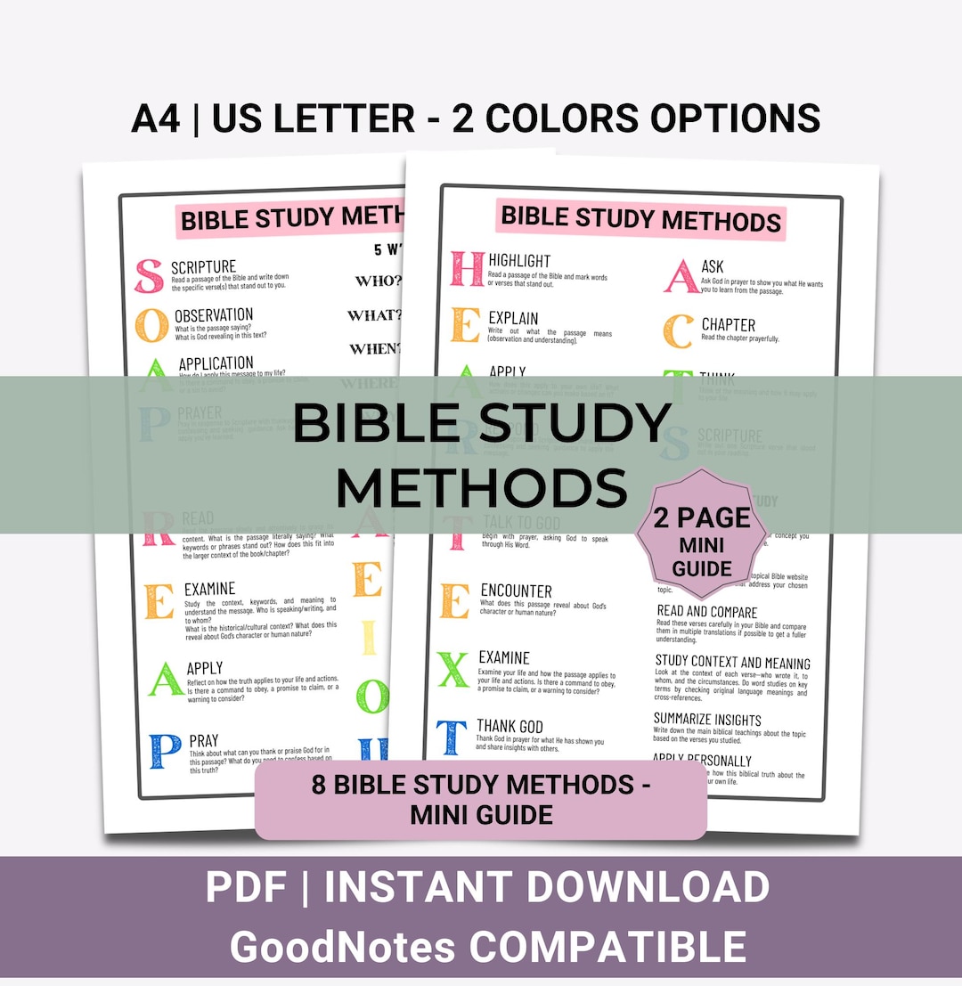 Bible Tip Ins Bible Study Methods 2-page Mini Guide Bible Journaling ...