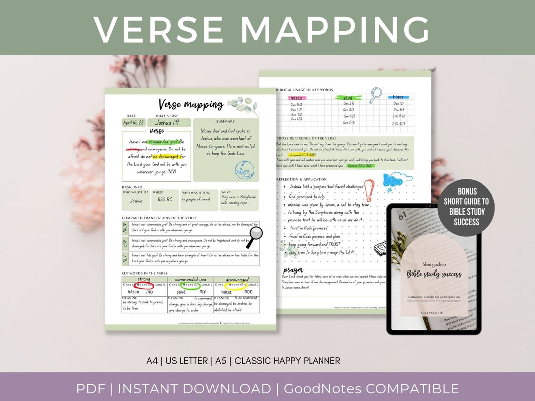Verse Mapping Printable Bible Study Guide Christian Journal Prayer ...