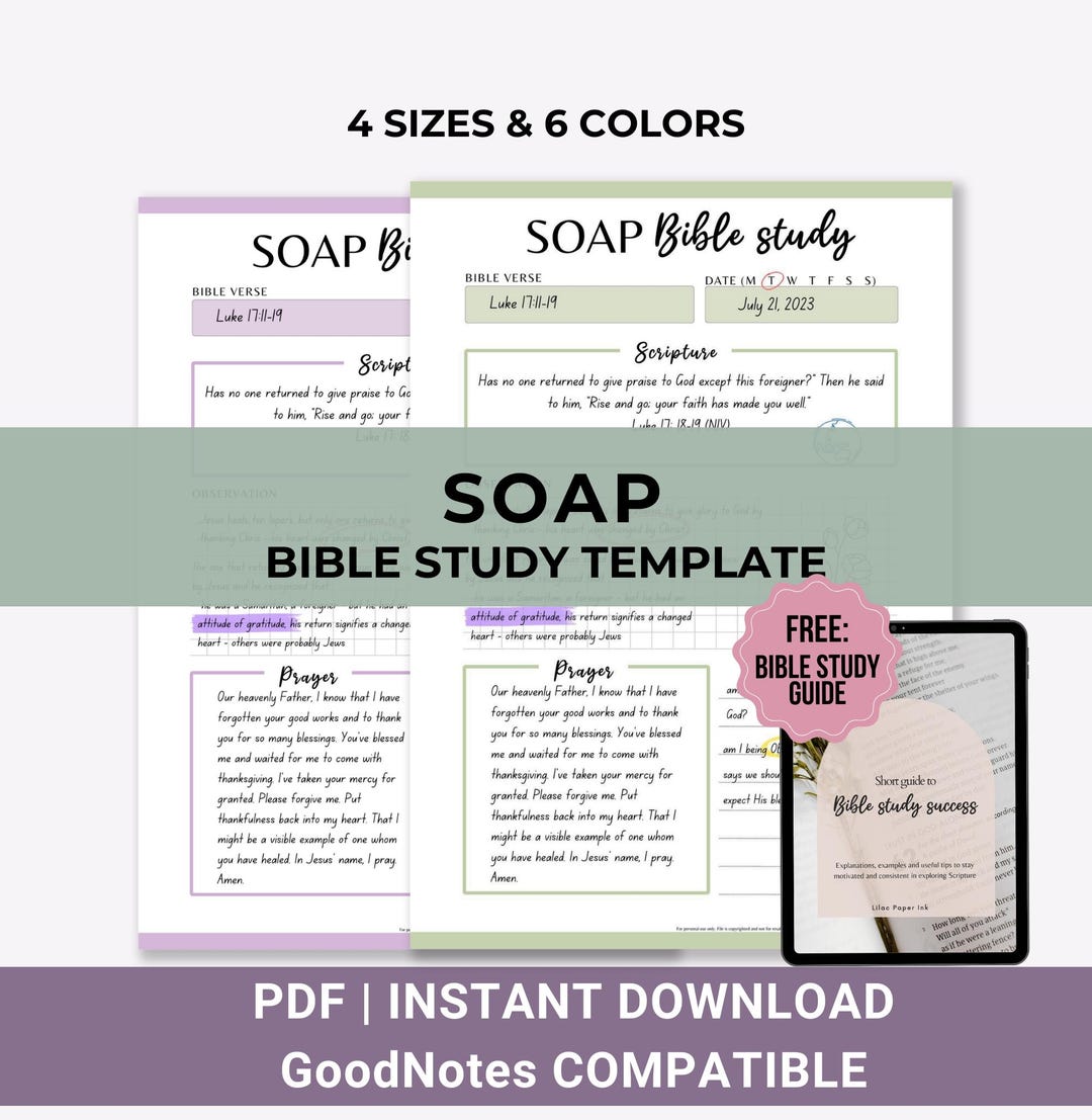 SOAP Bible Study Template, Bible Study for Beginners, Digital Bible ...