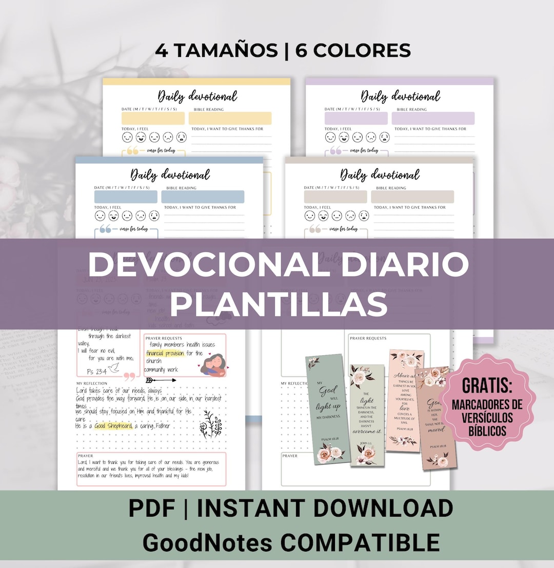 Devocional Diario Imprimible Plantilla Cristiana En Español, Daily ...
