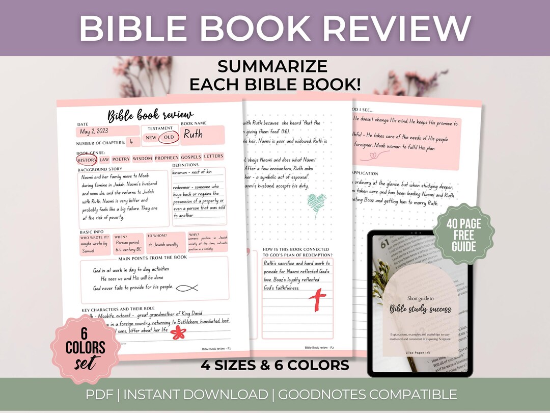 Bible Book Summary Template, Printable Bible Study Guide, Digital Bible ...