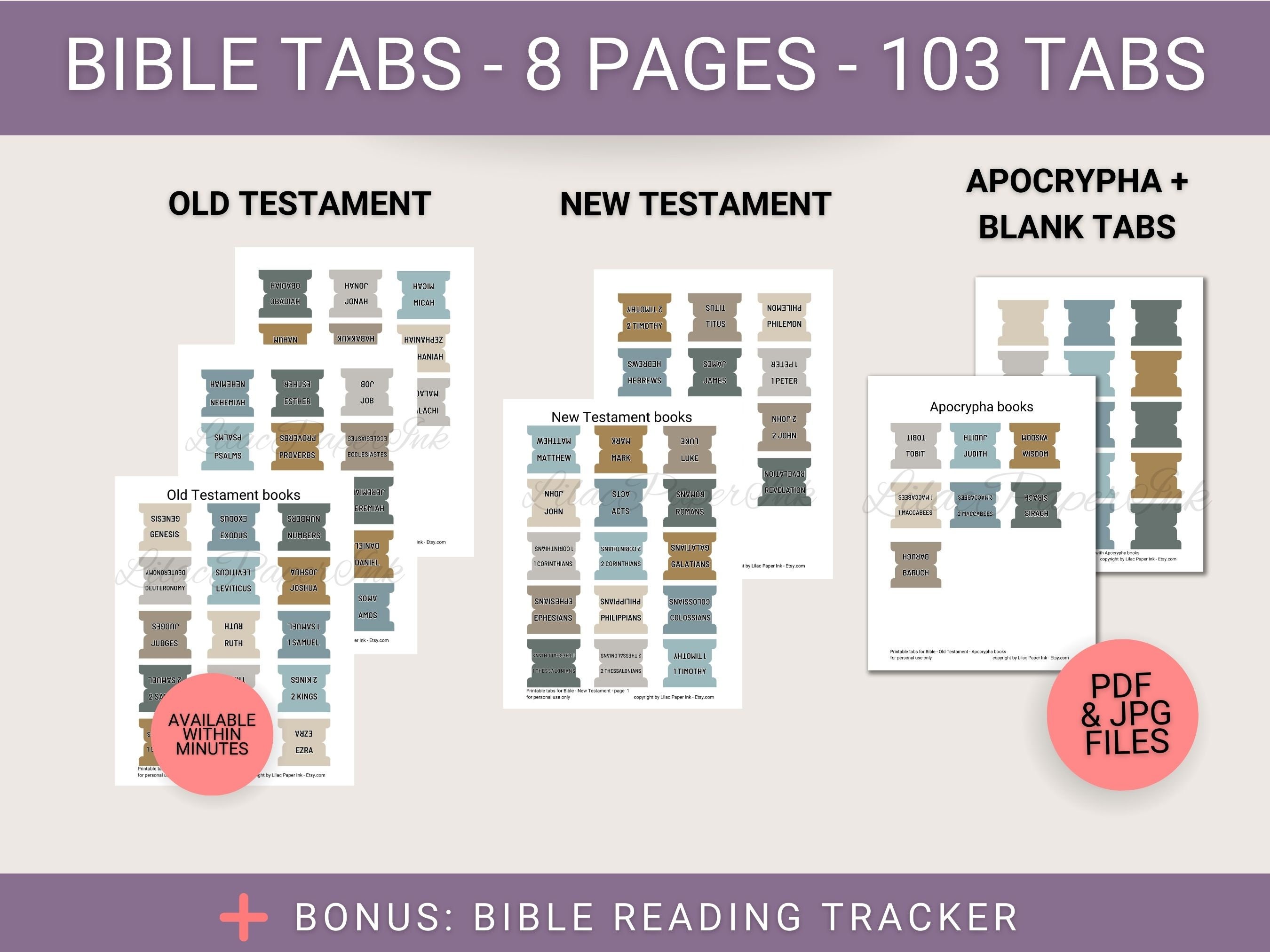 Bible Tabs Printable Minimalist Bible Tabs Neutral Bible - Etsy