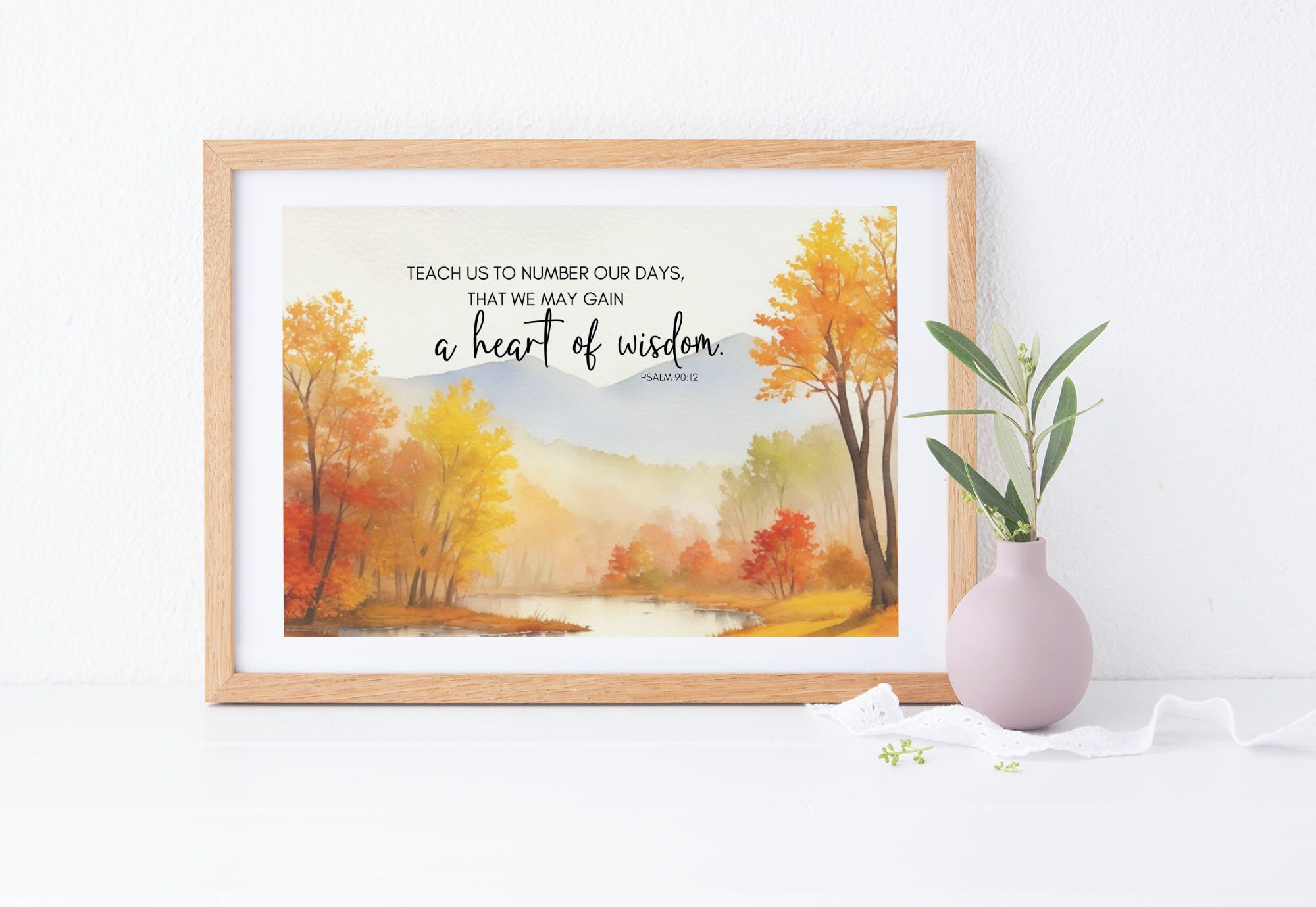 Psalm 90:12, Fall Bible Verse Wall Art, Scripture Wall Art, Farmhouse ...