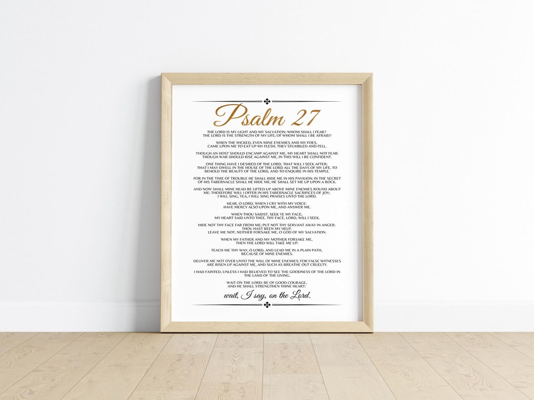Psalm 27 Poster, Bible Verse Print, Scripture Wall Art, Modern ...