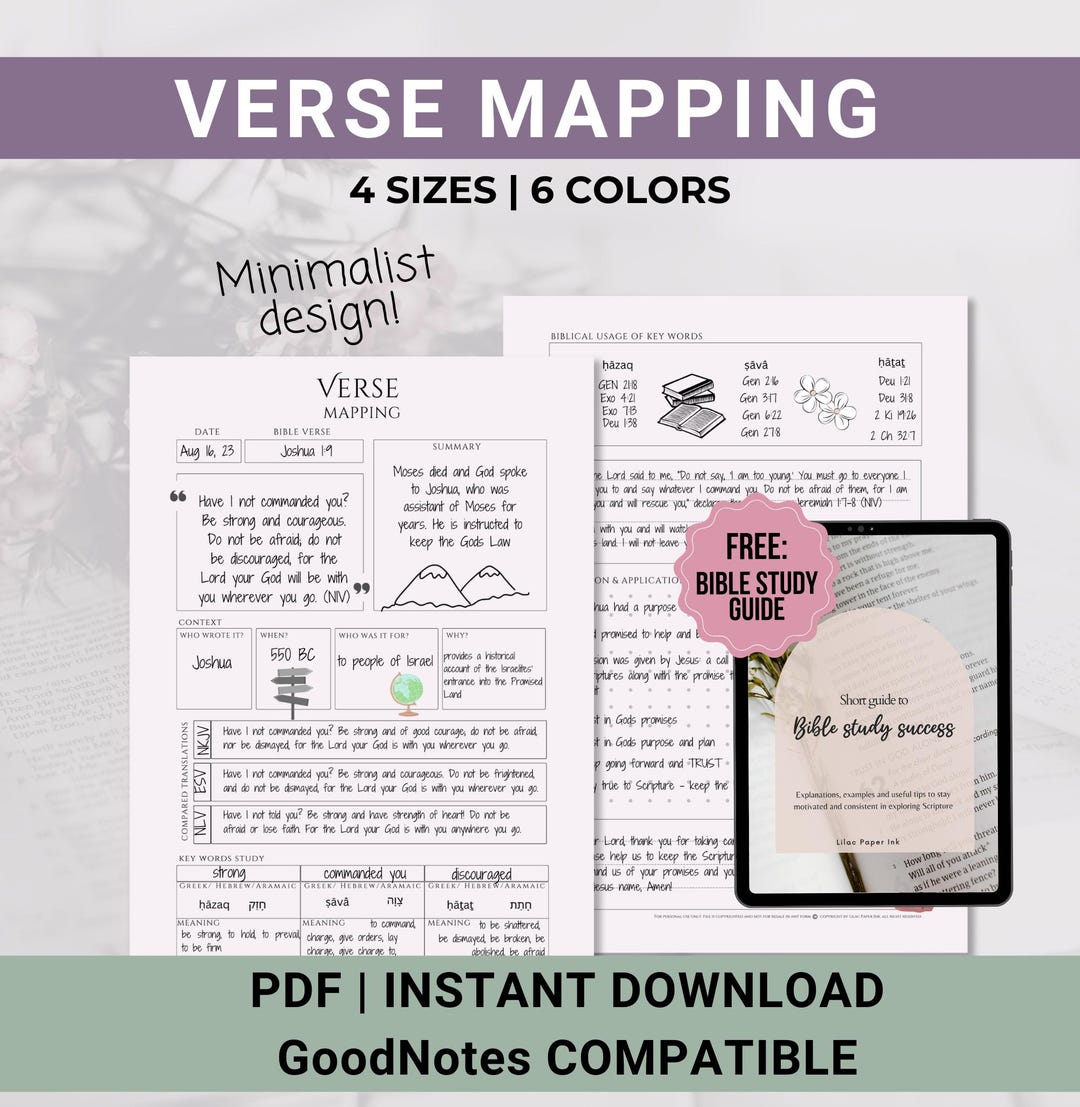 Verse Mapping Printable, Bible Study Template, Minimalist Scripture ...