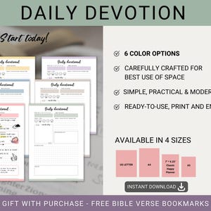 Daily Devotional Journal, Digital Bible Study Template, Christian ...