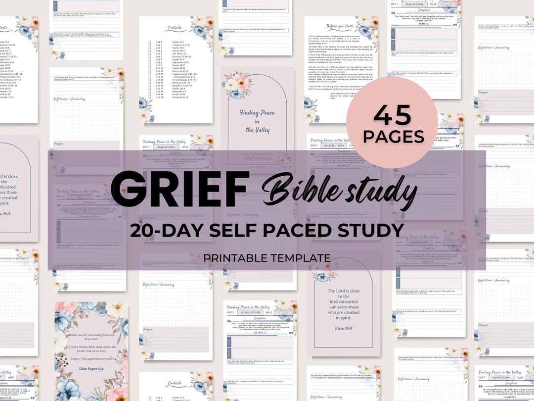 Grief Bible Study Journal Printable Christian Grief Journal Loss ...