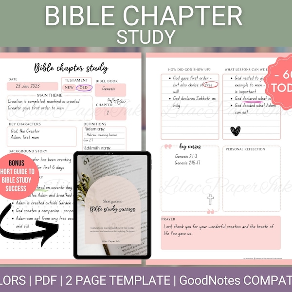 Bible Chapter Study Printable - Etsy