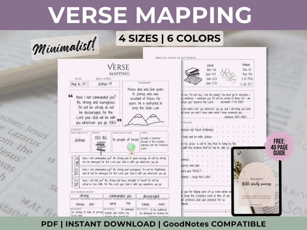 Verse Mapping Printable, Bible Study Template, Minimalist Scripture ...