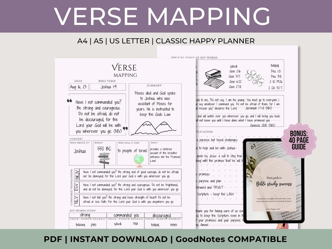 Verse Mapping Printable, Bible Study Template, Minimalist Scripture ...