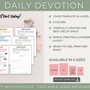 Daily Devotional Journal, Digital Bible Study Template, Christian Prayer Journal, Women ...