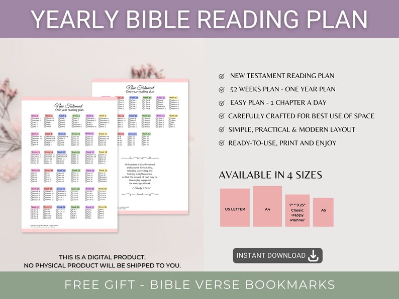Bible Reading Tracker New Testament in a Year Undated Bible Chapter Log ...