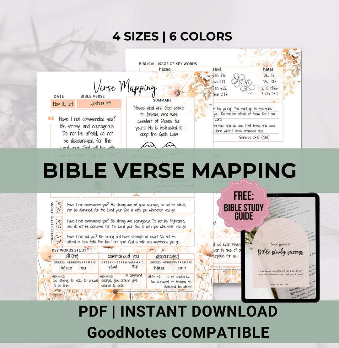Bible Verse Mapping Printable, Bible Study Template, Boho Themed ...