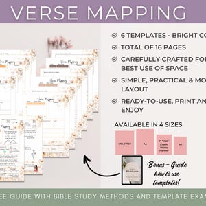 Bible Verse Mapping Printable, Bible Study Template, Boho Themed ...