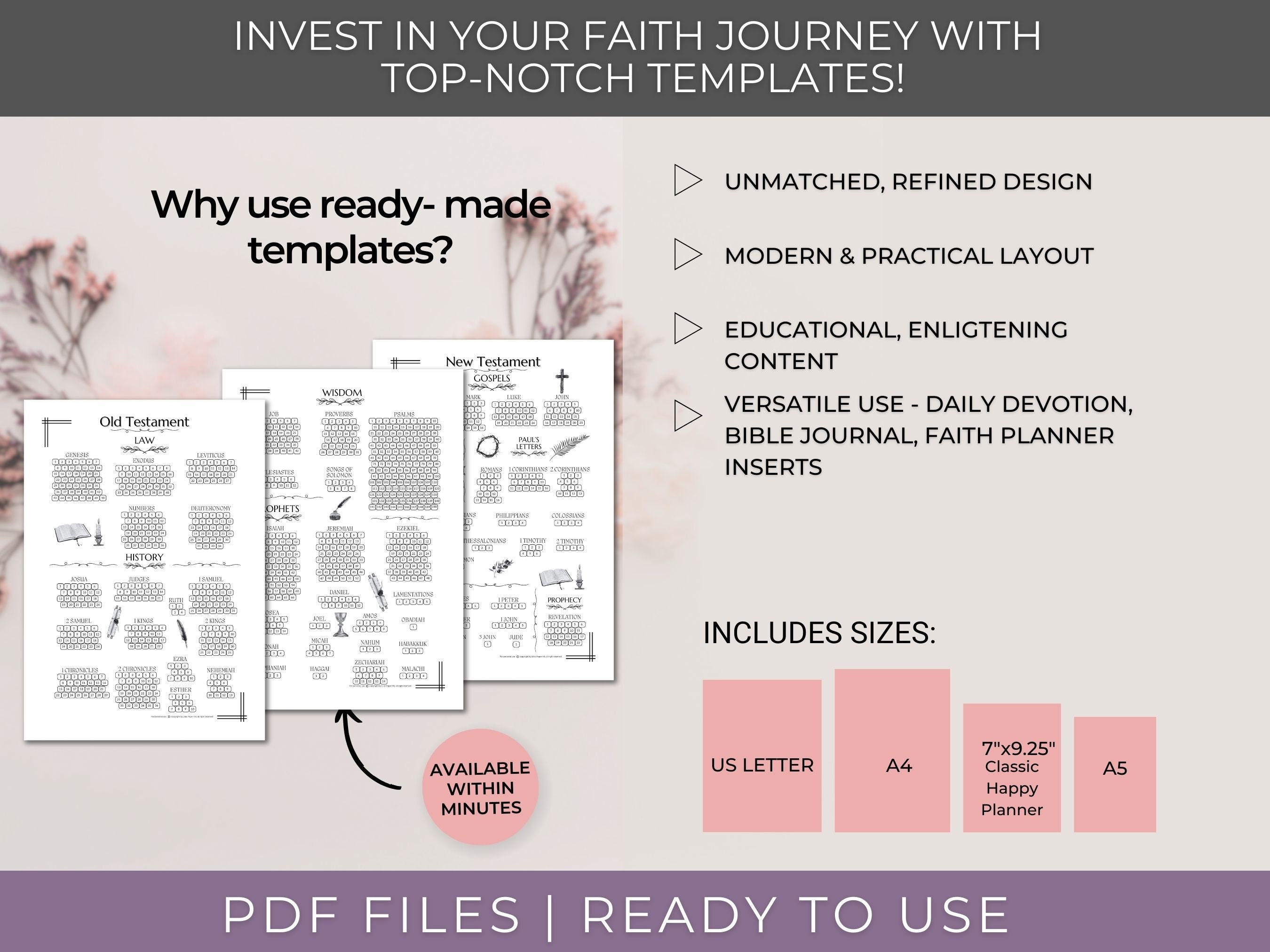 Bible Reading Tracker, Undated Bible Reading Log, Books of the Bible ...