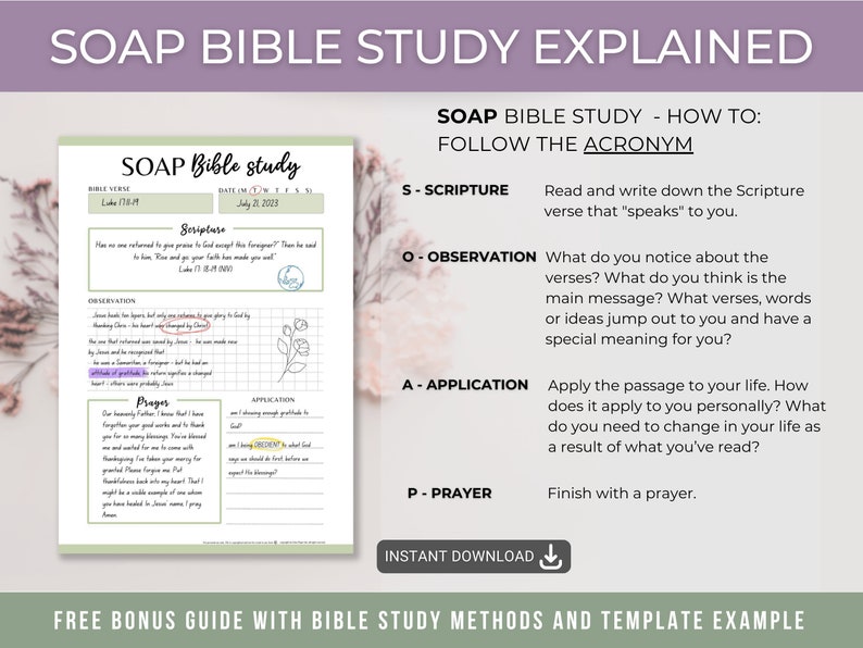 SOAP Bible Study Template, Bible Study for Beginners, Digital Bible ...