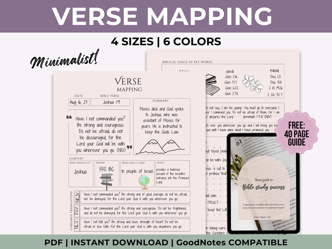 Verse Mapping Printable, Bible Study Template, Minimalist Scripture ...