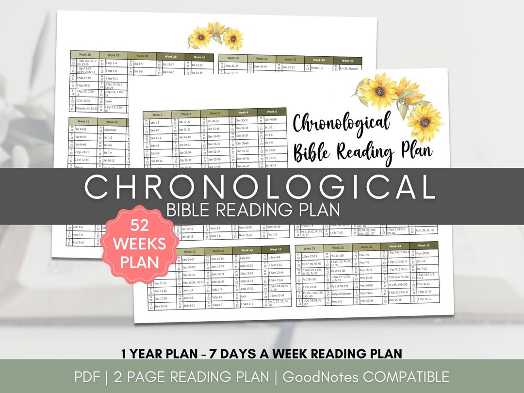 Chronological Order Bible Reading Plan, Bible in One Year Monthly ...
