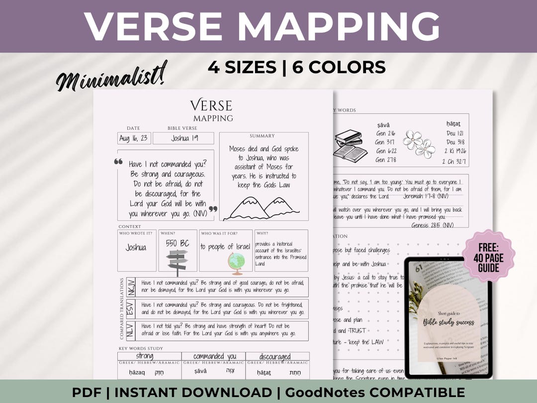 Verse Mapping Printable, Bible Study Template, Minimalist Scripture ...