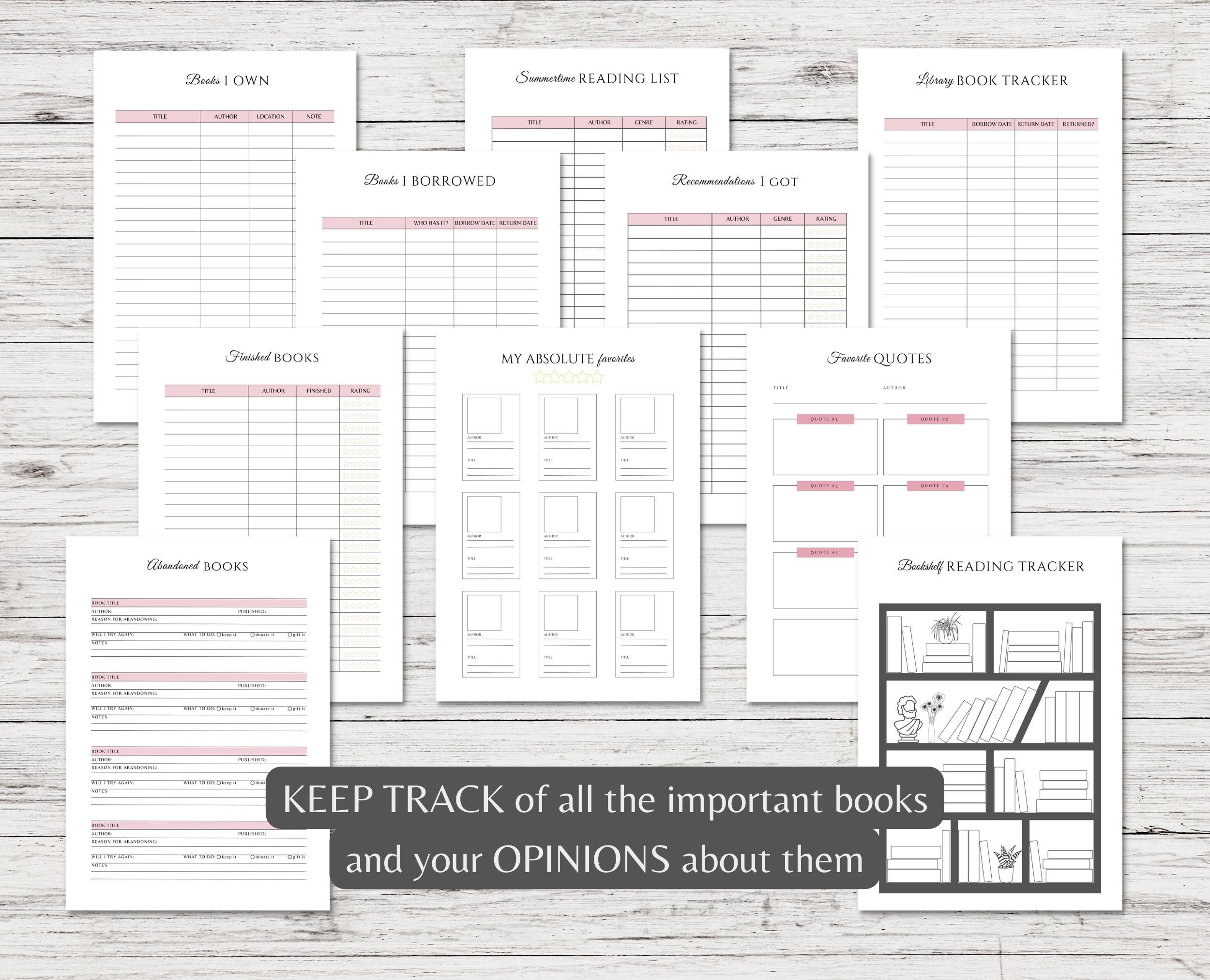 Reading Journal Printable, Digital Reading Journal, Book Log Monthly ...
